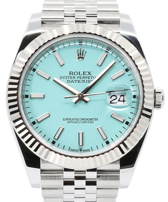 Rolex Datejust 41 White Gold/Steel Custom Turquoise "Tiffany" Index ...