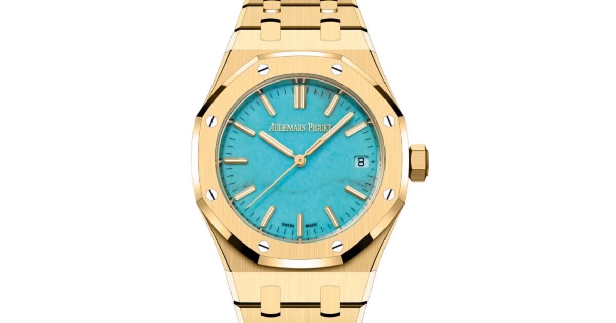 Audemars Piguet Royal Oak 37mm Yellow Gold Turquoise Dial 15550BA.OO ...