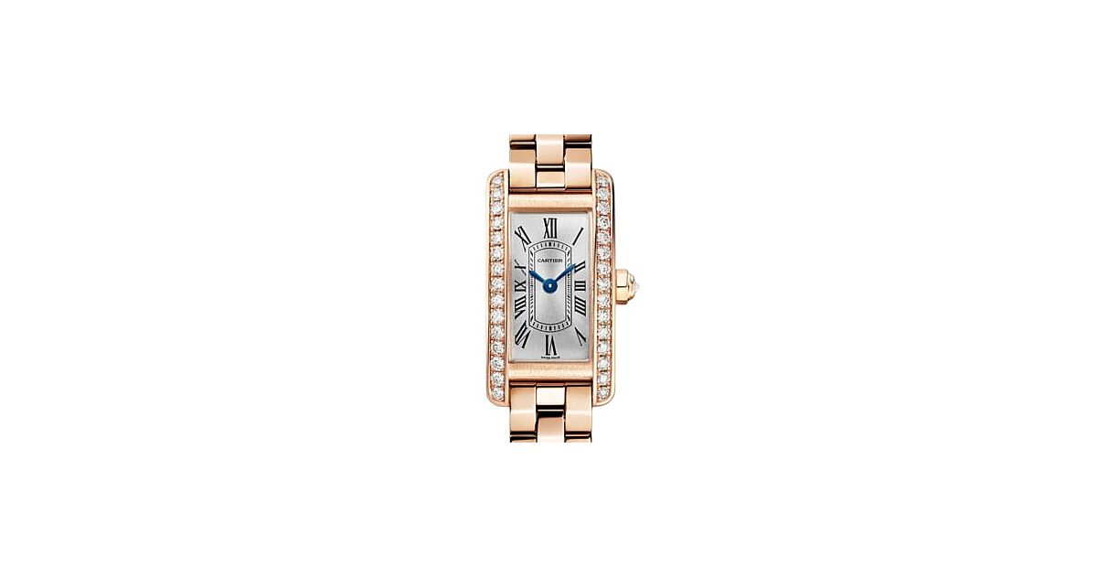 Cartier Tank Americaine Mini Quartz Rose Gold/Diamonds Silver Dial WJTA0057