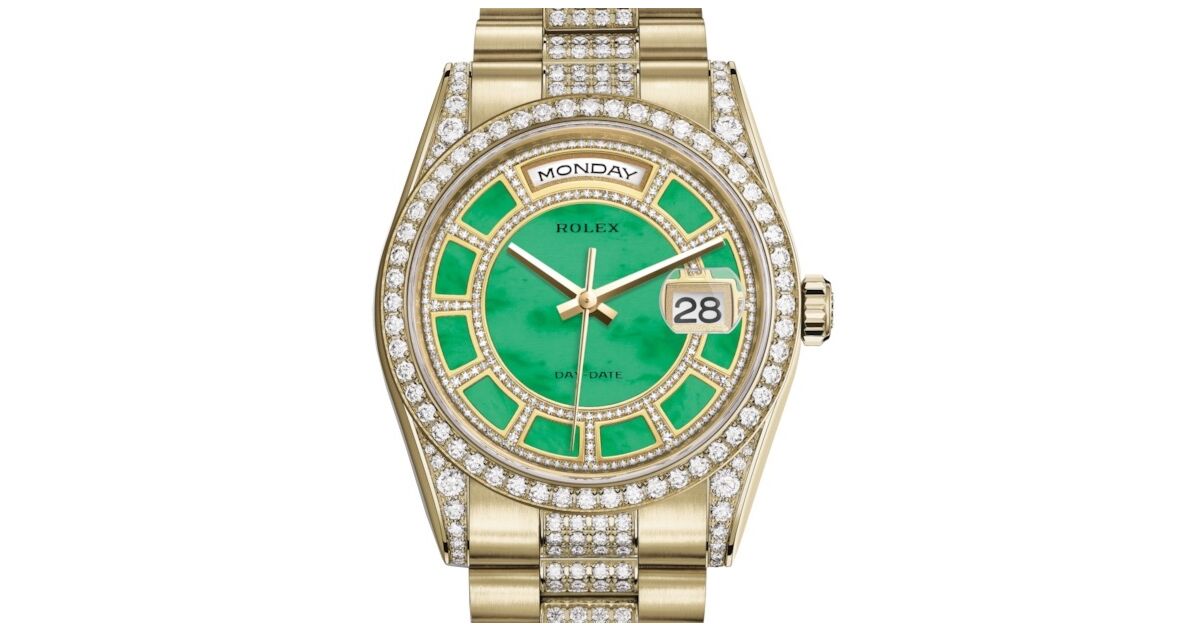 Rolex Day-Date 36 Yellow Gold Carousel of Green Jade Diamond Dial ...