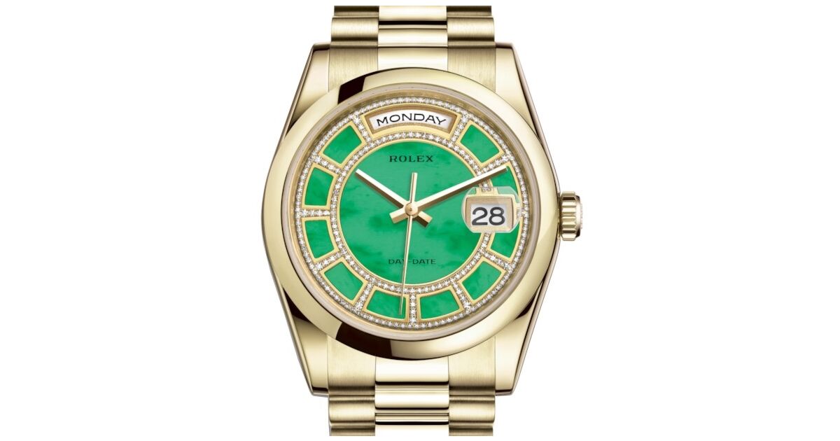Rolex Day-Date 36 Yellow Gold Carousel of Green Jade Diamond Dial ...