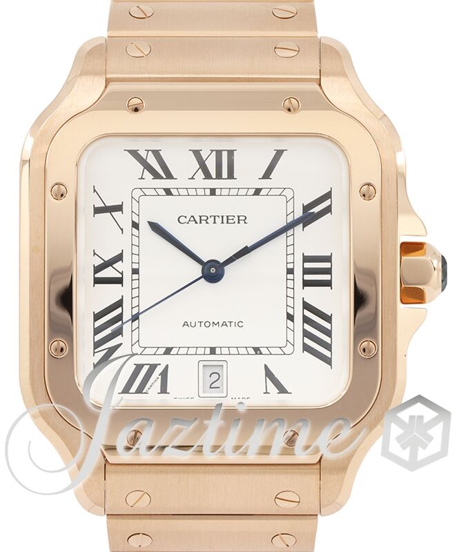 Cartier Santos Large Rose Gold Silver Opaline Dial Bracelet Cartier Santos Large Rose Gold Silver Opaline Dial Bracelet